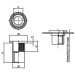 Nietmutter, Einnietmutter, Flachkopf, Rundschaft offen gerändelt.