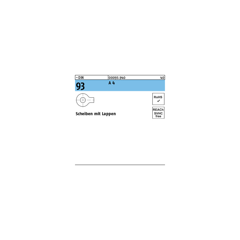 ~DIN 93 A 4 Scheiben mit Lappen - Abmessung: 5,3, Inhalt: 50 Stück