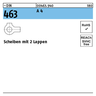 ~DIN 463 A 4 Scheiben mit 2 Lappen - Abmessung: 4,3, Inhalt: 25 Stück