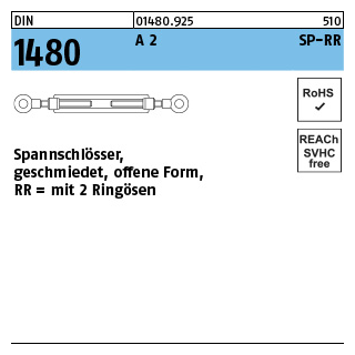 DIN 1480 A 2 SP-RR Spannschlösser geschmiedet, offene Form, mit 2 Rin