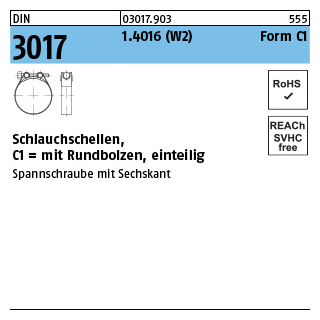DIN 3017 Schlauchschellen 1.4016 (W2) 47- 51/20 50 St.