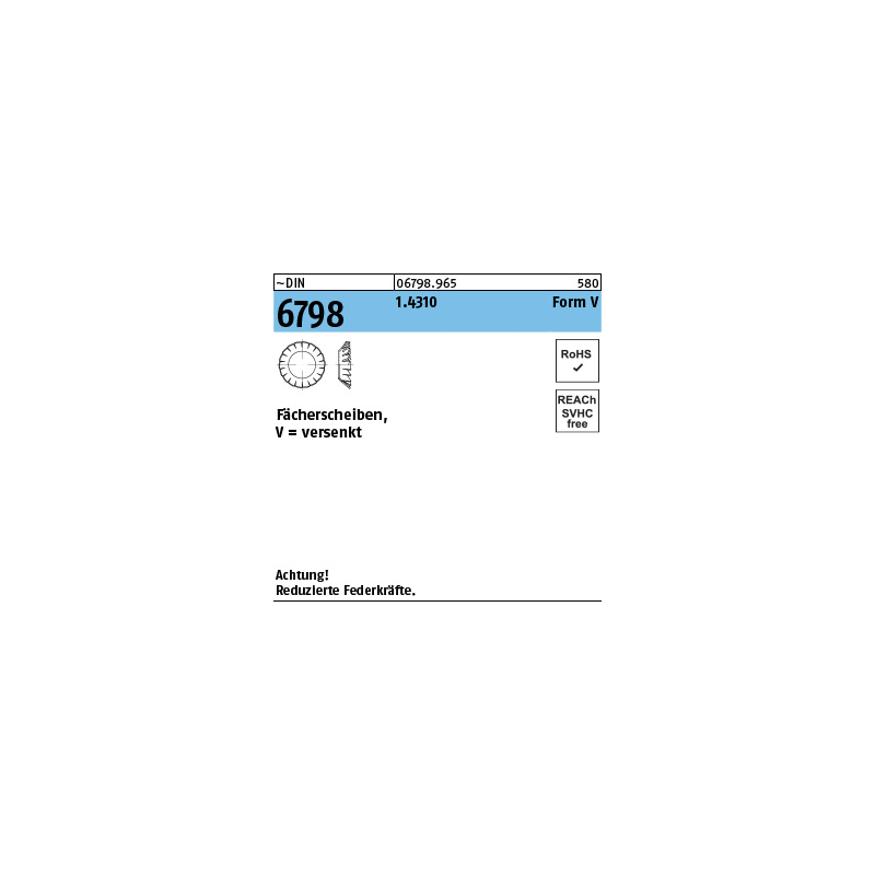 ~DIN 6798 1.4310 Form V Fächerscheiben, versenkt - Abmessung: V 3,2,