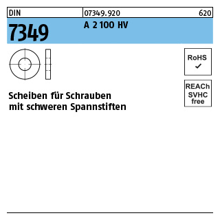 DIN 7349 A 2 100 HV Scheiben für Schrauben mit schweren Spannstiften