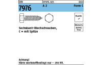 DIN 7976 A 2 Form C Sechskant-Blechschrauben, mit Spitze - Abmessung: