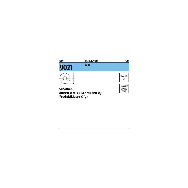DIN 9021 Scheiben A4 3,2x9 x0,8 1000 St.