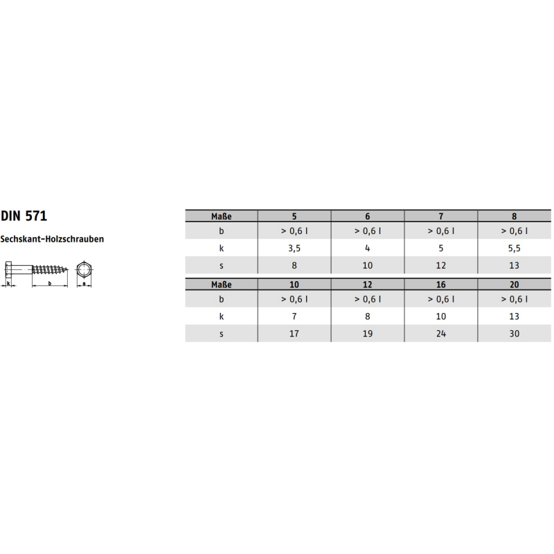 DIN 571 A2 Sechskant-Holzschr. - Abmessung: M 12 x 60, Inhalt: 100 St
