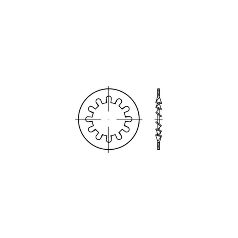 DIN 6797 A2 Form J Zahnscheiben, innengezahnt - Abmessung: J 2,7, Inh