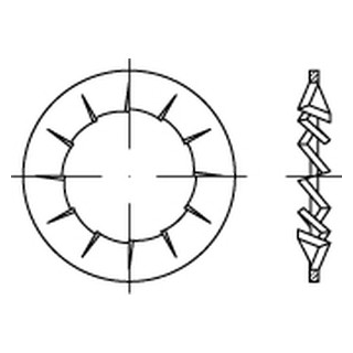 DIN 6798 A2 Form J Fächerscheibe innengezahnt - Abmessung: J 23,0, In
