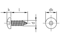 DIN 7981 A2 Form C-V Linsen- Blechschrauben mit Spitze, mit Vierkant